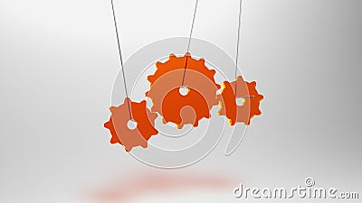 Three Orange Gears are Spinning Together Loop Stock Footage - Video of ...