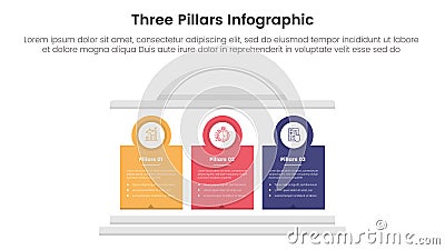 Three Pillars Framework With Ancient Classic Construction Infographic 3 ...