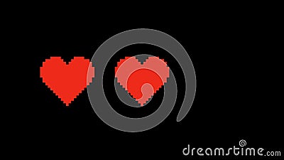 Three Pixel Art Red Hearts in Retro Style Animation 4K Background ...