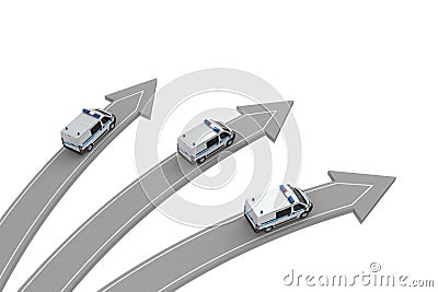 Three Police Car Go In Different Directions Stock Photo | CartoonDealer ...
