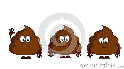 Three Poop with Different Emotions. Animation Stock Video - Video of ...