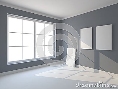 Three Posters In Emty Room Stock Photography | CartoonDealer.com #24131318