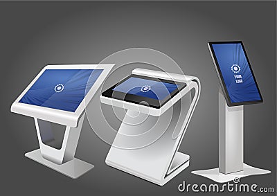 Three Promotional Interactive Information Kiosk, Advertising Display ...