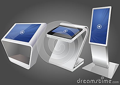 Three Promotional Interactive Information Kiosk, Advertising Display ...