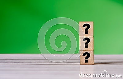 Three Question Mark Sign On Wooden Block. Stack Of Question Mark. Quiz ...