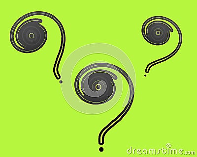 Question Marks In 3 Sizes Isolated With Outlines In The Curves Are Bold ...