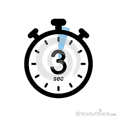 Three Seconds Stopwatch Icon, Timer Symbol, 3 Sec Waiting Time Vector ...