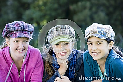 Three Smiling Tween Girls Royalty-Free Stock Photography ...