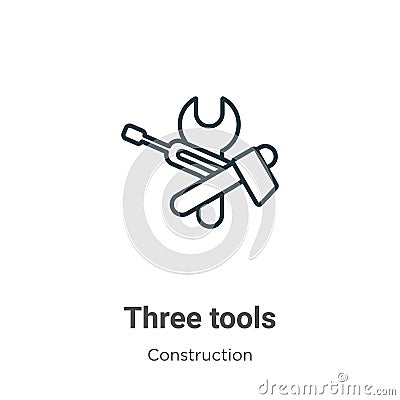 Three Tools Outline Vector Icon. Thin Line Black Three Tools Icon, Flat ...