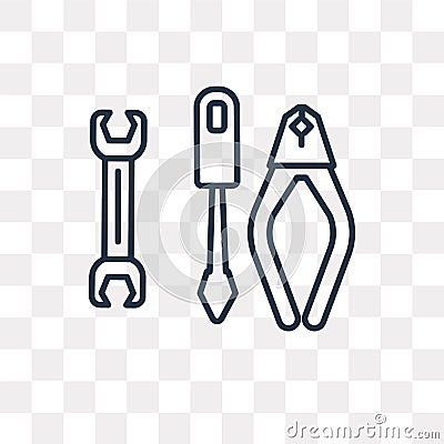 Three Tools Vector Icon Isolated On Transparent Background, Line ...
