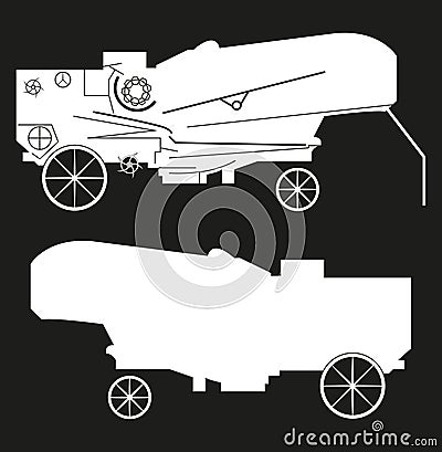 Threshing-machine, Tresher Silhouette Cartoon Vector | CartoonDealer ...