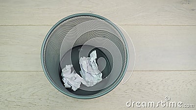 Throw Crumpled into the Trash. Overflowing Waste Paper in Office ...