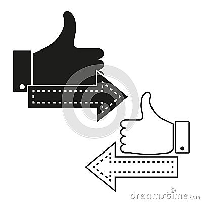 Thumbs Up Icon. Arrows Direction Vector. Positive Feedback Symbol ...