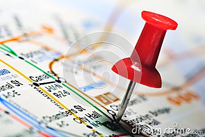 Thumbtack In A Map Stock Photography | CartoonDealer.com #14288234