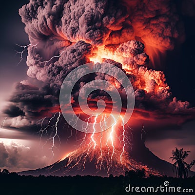 Lightning Appears In A Volcano Stock Image | CartoonDealer.com #333975469