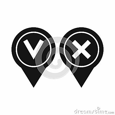 Tick Affirmative And Negative Icon, Simple Style Vector Illustration ...