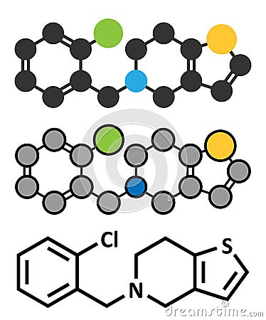 Ticlopidine Antiplatelet Drug Molecule. Vector Illustration ...