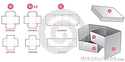 2 Tier Box And Lid Die Cut Template Design Vector Illustration ...