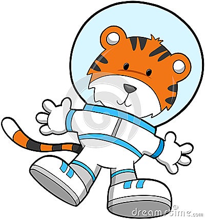 Tiger Astronaut Cartoon Vector | CartoonDealer.com #4010263