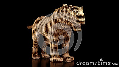A Tiger Made Of Many Cubes On A Black Uniform Background. Constructor ...