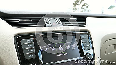 Tilt-down To Android Auto Dashboard in Luxury Car Stock Footage - Video ...