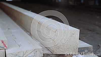 Timber Bar on Planks Stack at Sawmill Storage Stock Footage - Video of ...