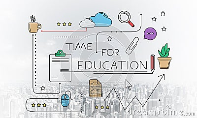 Time For Education Sketch With Media Signs Stock Photography ...