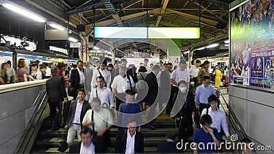 Time Lapse of Commuters at Busy Tokyo Metrorail System Stock Footage ...