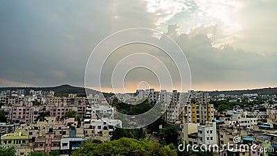 Time Lapse of Dramatic Clouds during Sunset and Cityscape View of City ...