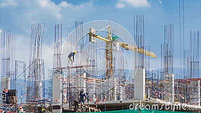 Time Lapse Labor Working in Big Construction Site Stock Video - Video ...