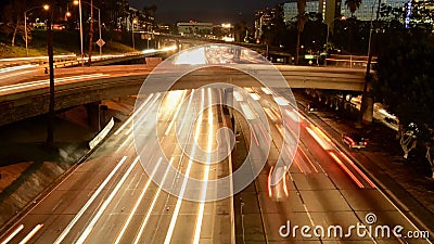 Time Lapse of Rush Hour Traffic in Downtown Los Angeles at Night Stock ...