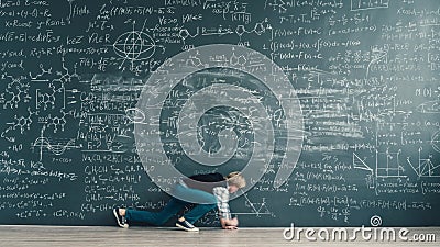 Time Lapse of Smart Student Writing Formulas on Blackboard Working at ...