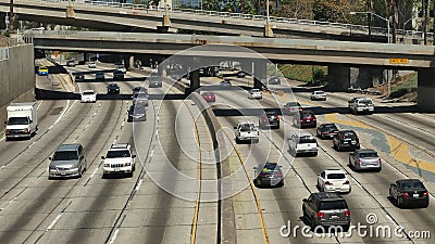 Time Lapse - View of Traffic on Busy 10 Freeway in Downtown Los Angeles ...