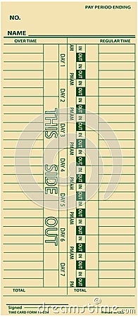 Timecard Employee Weekly Wages Timeclock Time Card Cartoon Vector ...