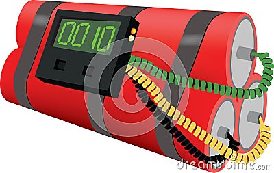 Timed Dynamite Sticks With Clock Cartoon Vector | CartoonDealer.com ...