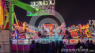 A Funfair with Rides at Night Stock Video - Video of carousel ...