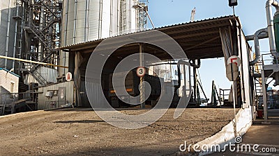 Timelapse of Unloading Grain Trucks at Elevator on Elevating Hydraulic ...