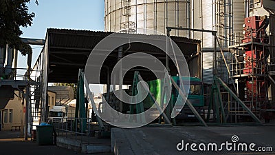 Timelapse of Unloading Grain Trucks at Elevator on Elevating Hydraulic ...