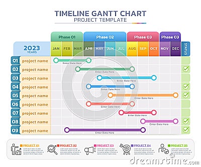 Timeline Gantt Chart Infographic Template Backgrounds Cartoon Vector ...
