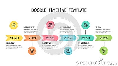 Timeline Template - Doodle Style Infographics Cartoon Vector ...