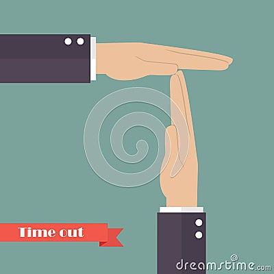 Timeout Signal Hand Cartoon Vector | CartoonDealer.com #91233349