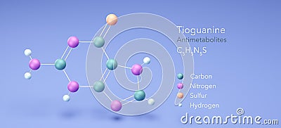 Tioguanine Molecule, Molecular Structures, Antimetabolite, 3d Model ...