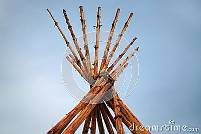 Tipi On Blue Sky Background (Tipi - Structure In Stock Image ...