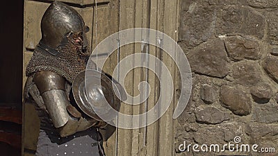 Tired Knight Resting in the Bench after the Battle Stock Video - Video ...