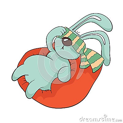 Tired Rabbit With A Blindfold Resting In An Easy Chair. Vector ...