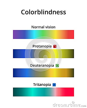 Color Blindness Or Colorblindness. Normal Vision, Protanopia ...