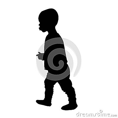 Toddler Walking From Profile, Child Evolution, Vector Silhouette ...