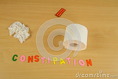 Toilet Paper Rolling Constipation Symbol With Alphabet Letters Moving ...