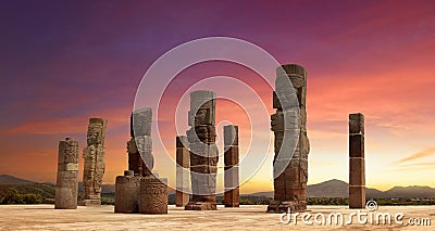 Toltec Sculptures In Tula, Mexico Royalty Free Stock Photography ...