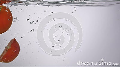 Tomato Drop in Water Splash with Bubble Stock Footage - Video of liquid ...